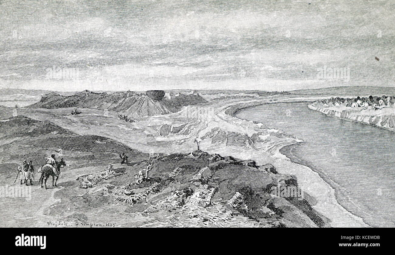 Engraving depicting the Dasht-e Kavir (Persian, Great Salt Desert), in ...