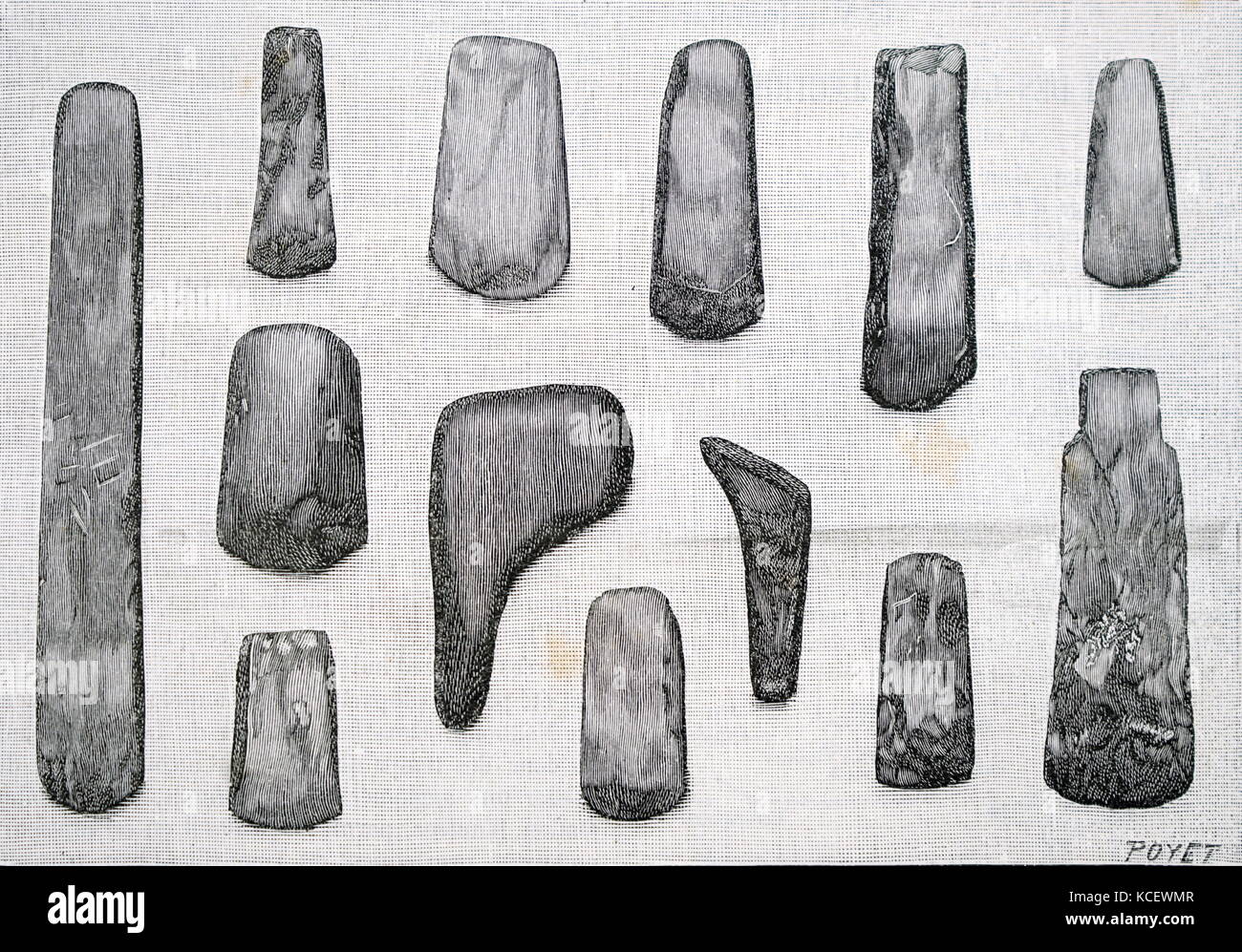 Collection of carved ground stone from Laos, Asia. Dated 5th Century BC ...