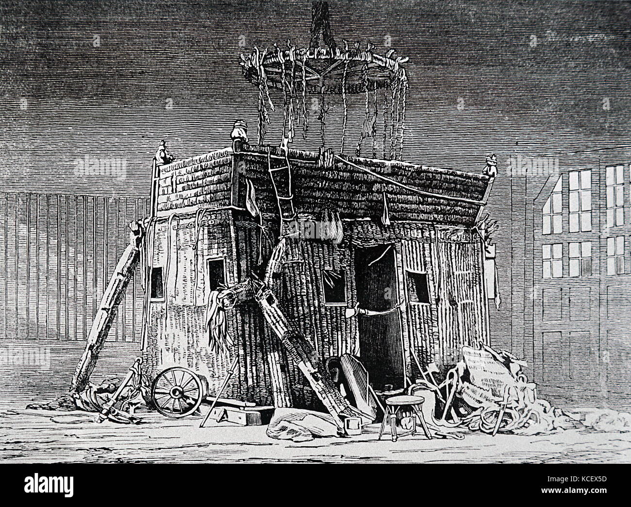Engraving depicting Nadar's balloon 'Le Geant' which made its debut in ...