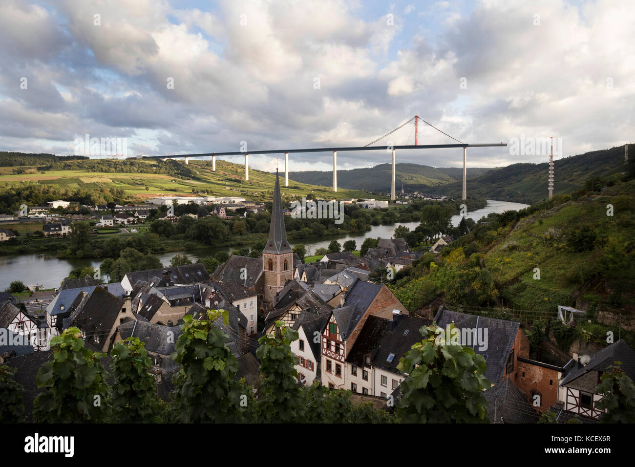 The town of Urzig, in the Mosel Valley, Germany, with the unfinished ...