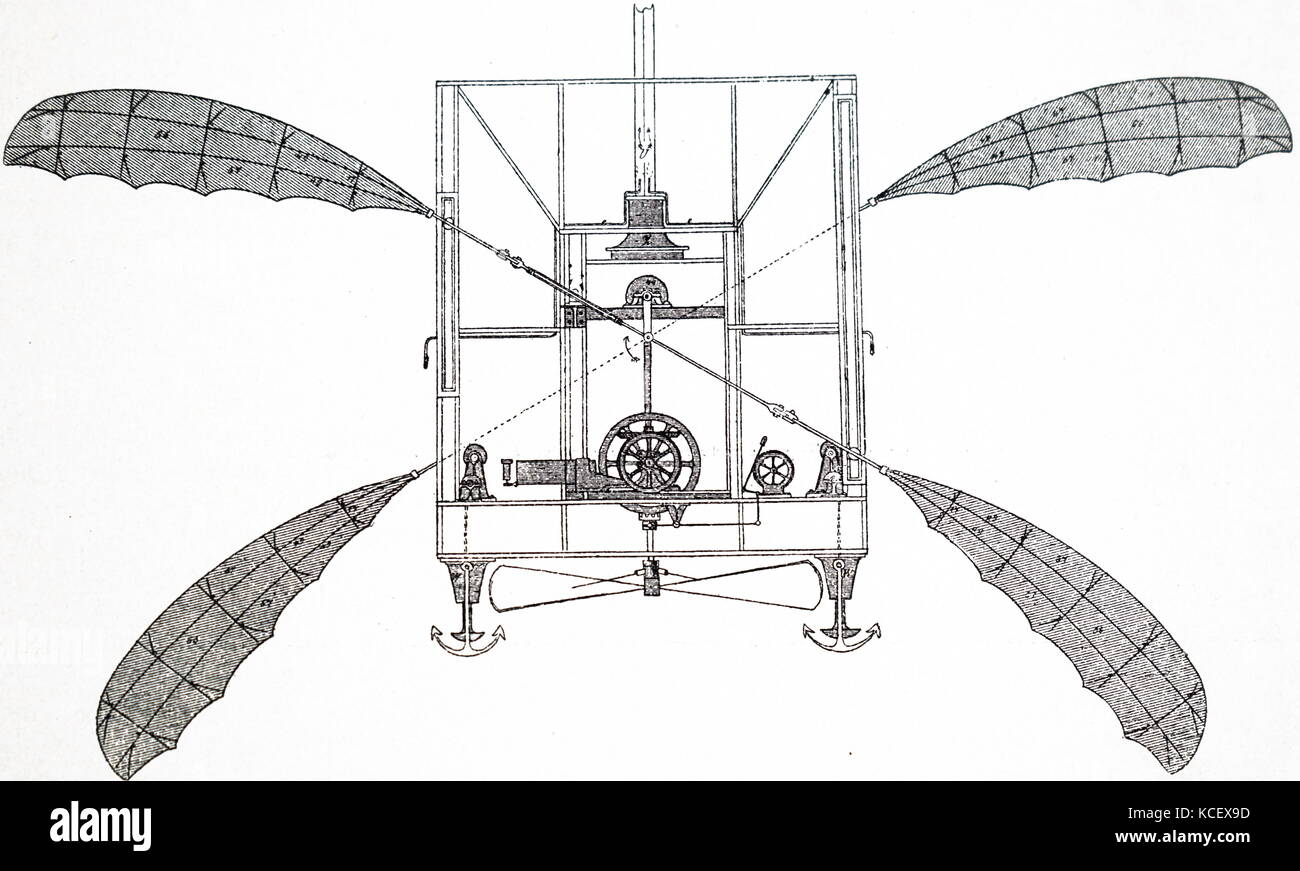 Illustration depicting a design for a German flying machine. Dated 19th ...