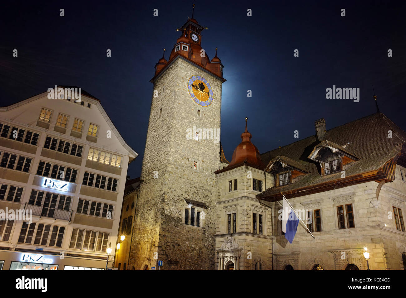 Amazing Night photo of Clock Tower in City of Lucern, Canton of Lucerne ...