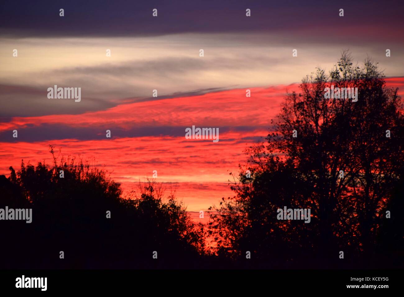 real sunrise in the Country in autumn after a stormy night, daybreak in ...