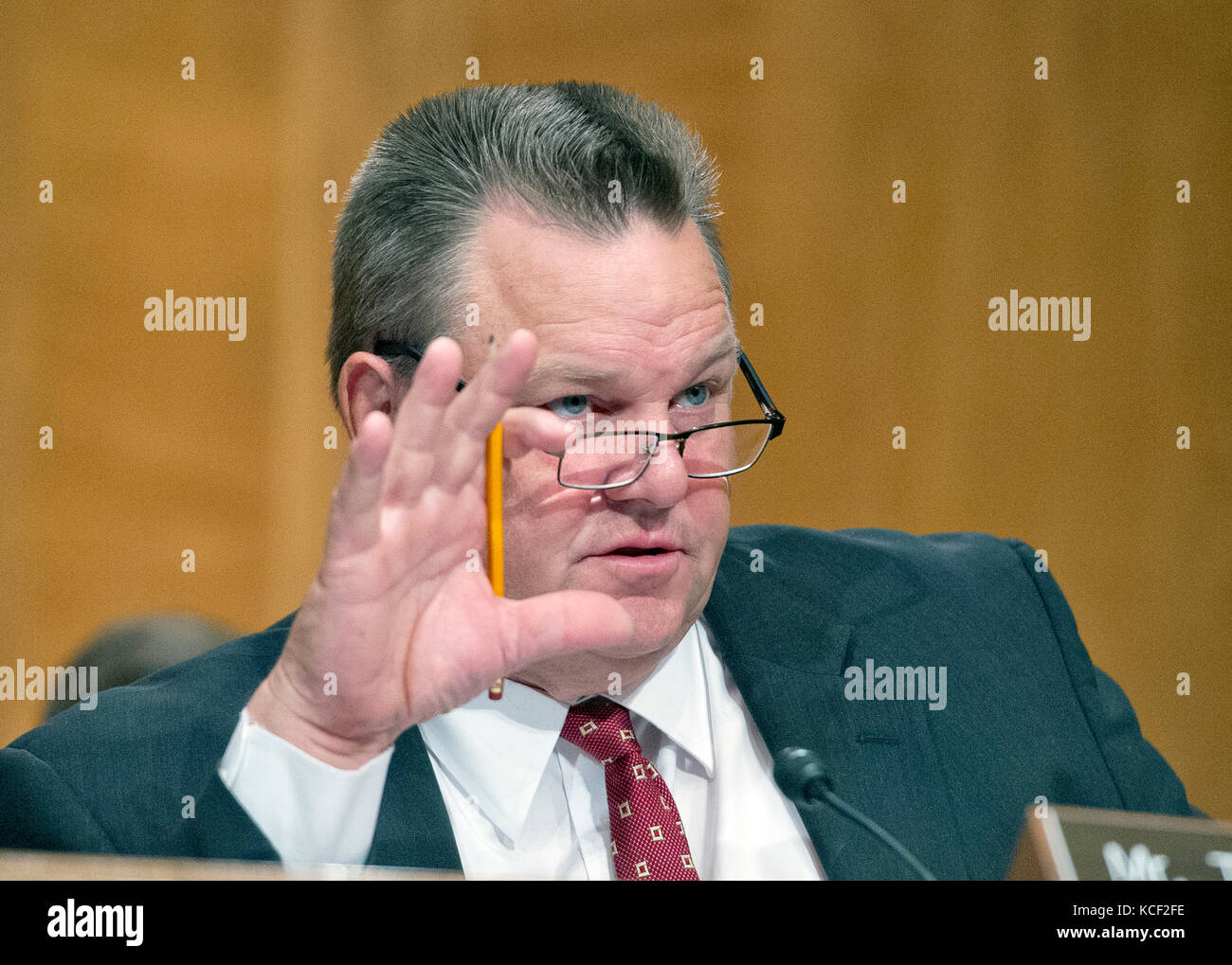 United States Senator Jon Tester (Democrat of Montana) questions ...