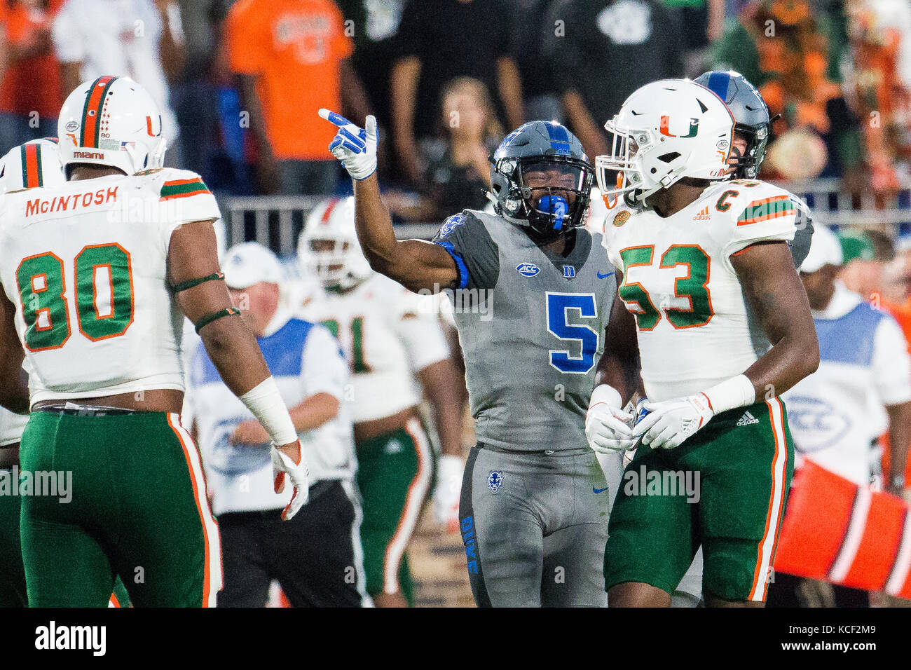 September 29, 2017: Johnathan Lloyd (5) of the Duke Blue Devils in the ...