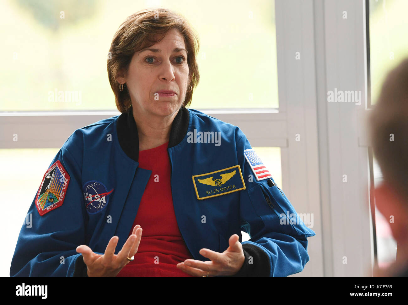 Bremen, Germany. 28th Sep, 2017. NASA astronauts Ellen Ochoa gives an ...