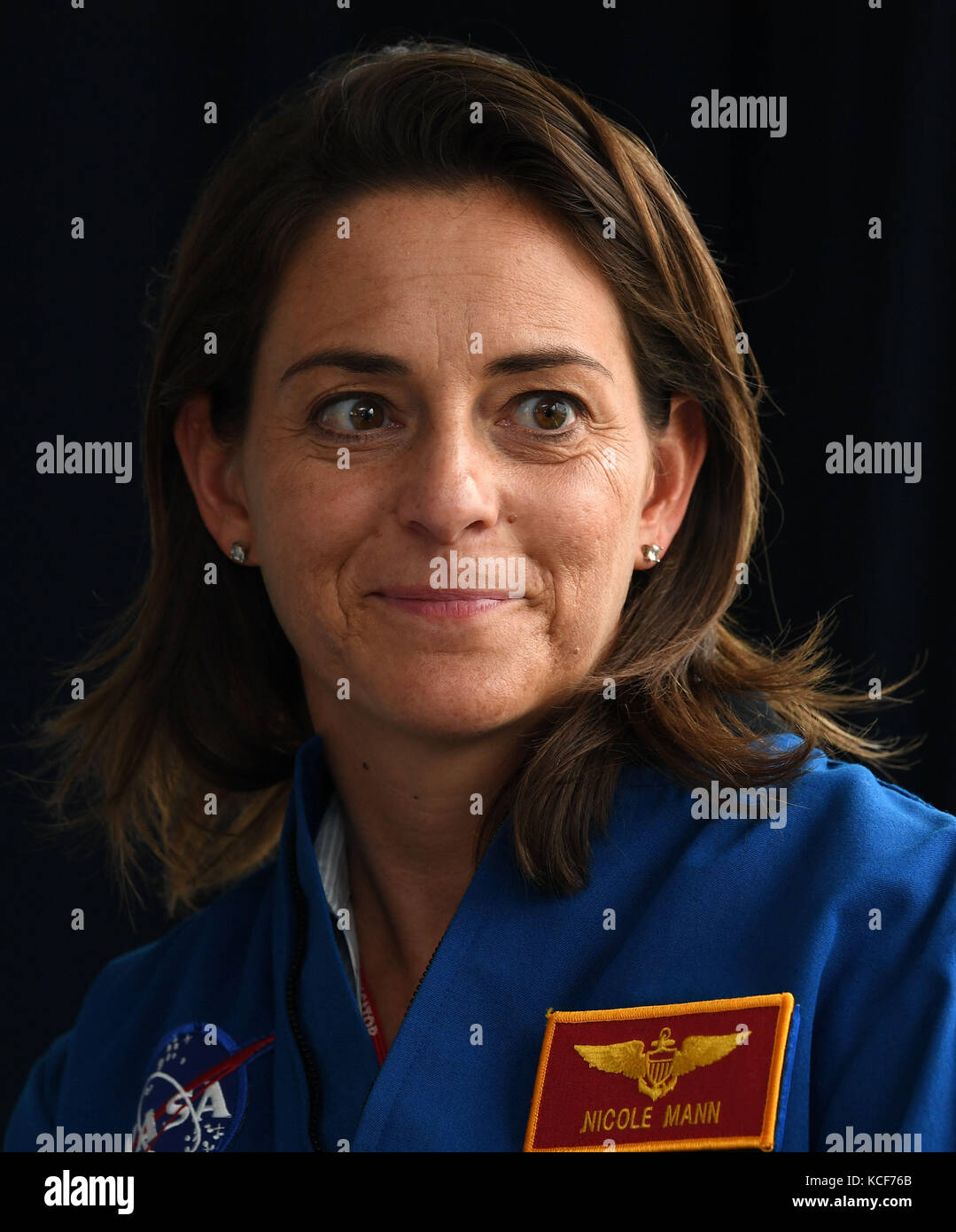 Bremen, Germany. 28th Sep, 2017. NASA astronauts Nicole Mann gives an ...