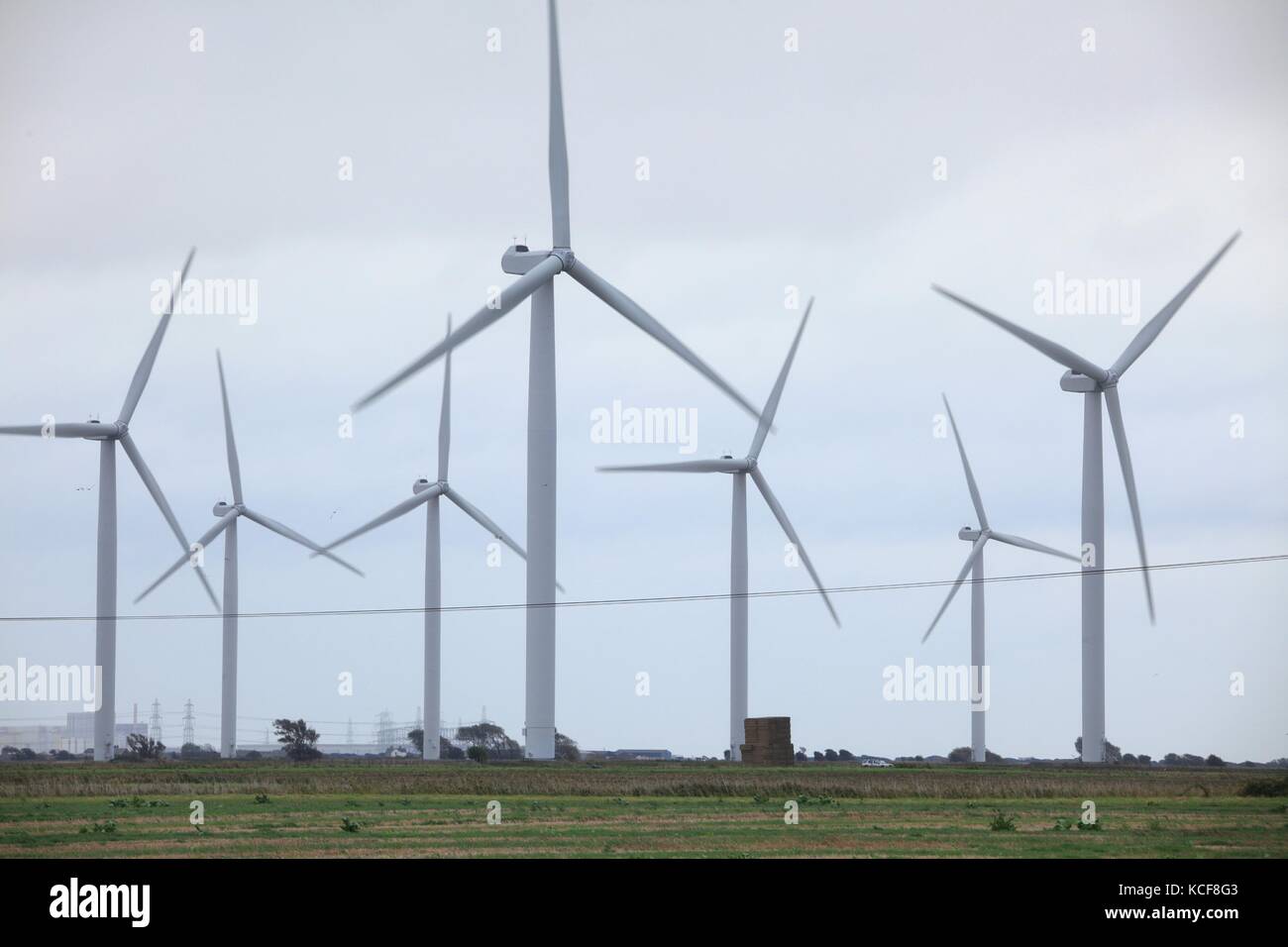 Wind turbines, Little Cheyne wind farm, Romney Marsh, Kent, UK Stock ...