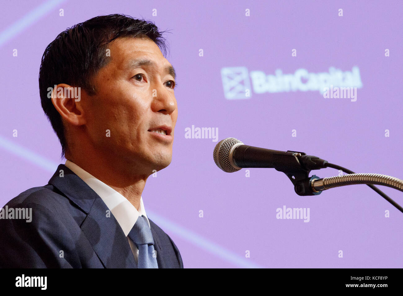 Bain Capital LP Managing Director Yuji Sugimoto speaks during a press ...