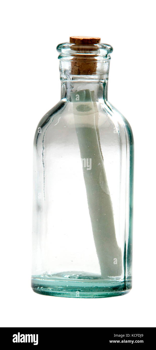 Message on a bottle on isolated white background Stock Photo - Alamy