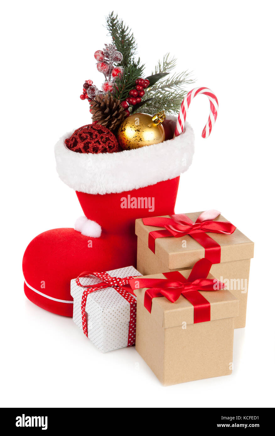 Santa's shoe isolated on white background Stock Photo - Alamy