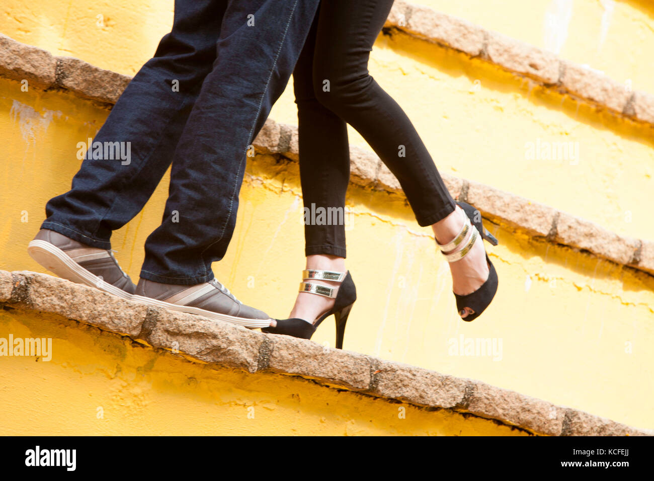 Legs, Couple, stairs, studio, isolated Stock Photo - Alamy