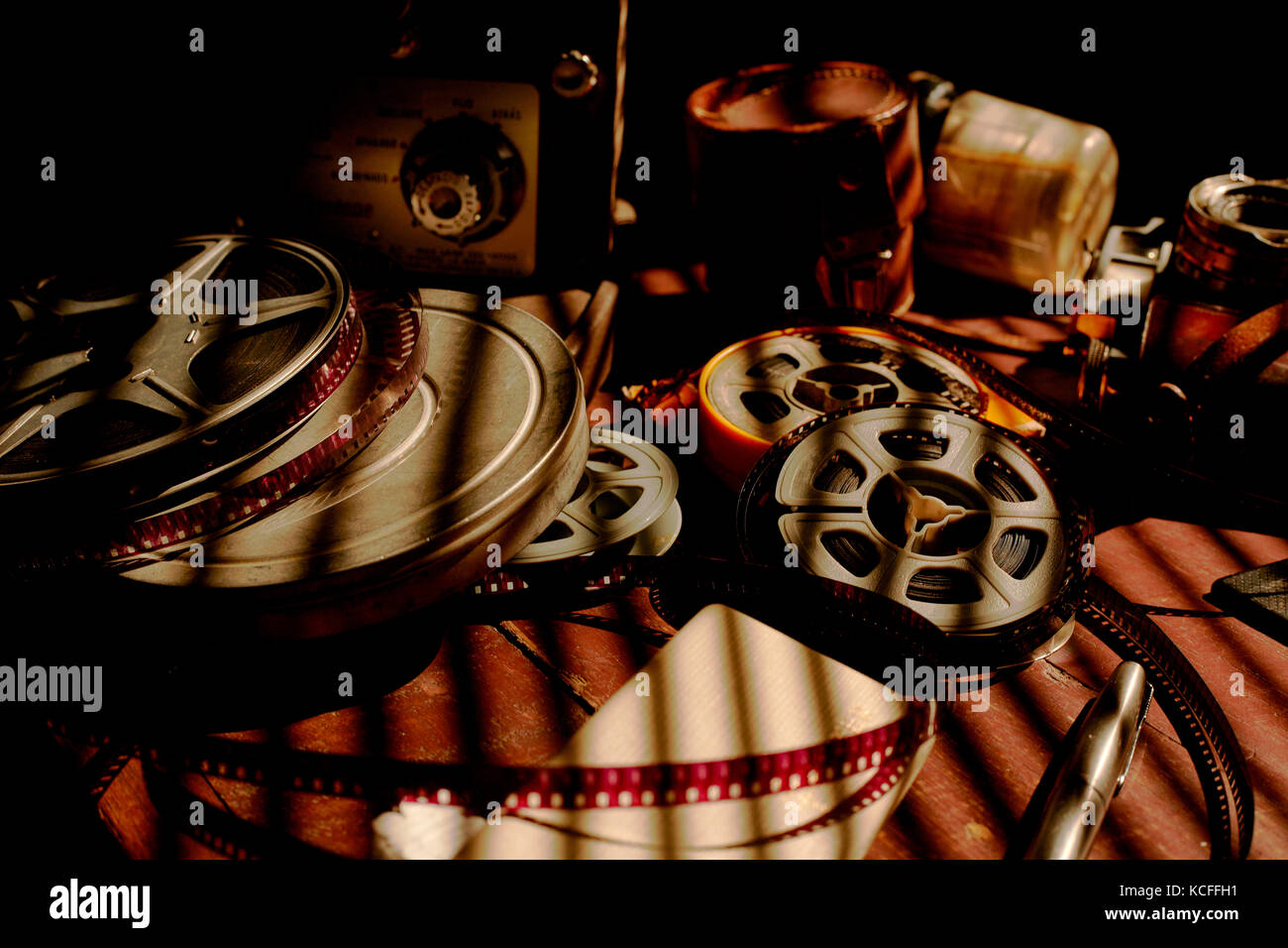 Old objects, movie tapes, scraps Stock Photo - Alamy