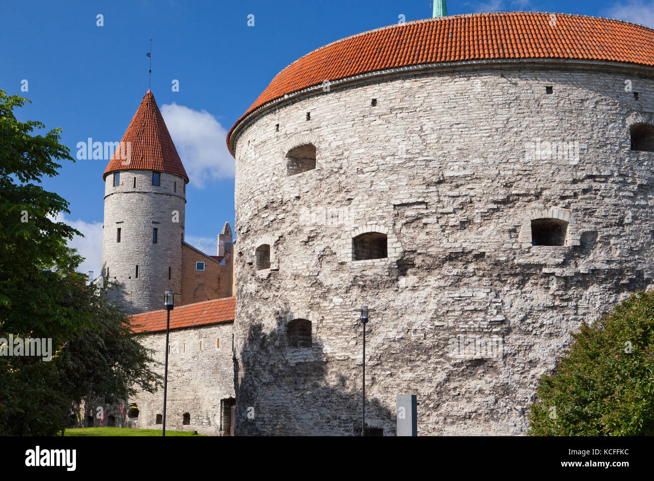 Medieval towers - part of the city wall. Tallinn, Estonia Stock Photo ...