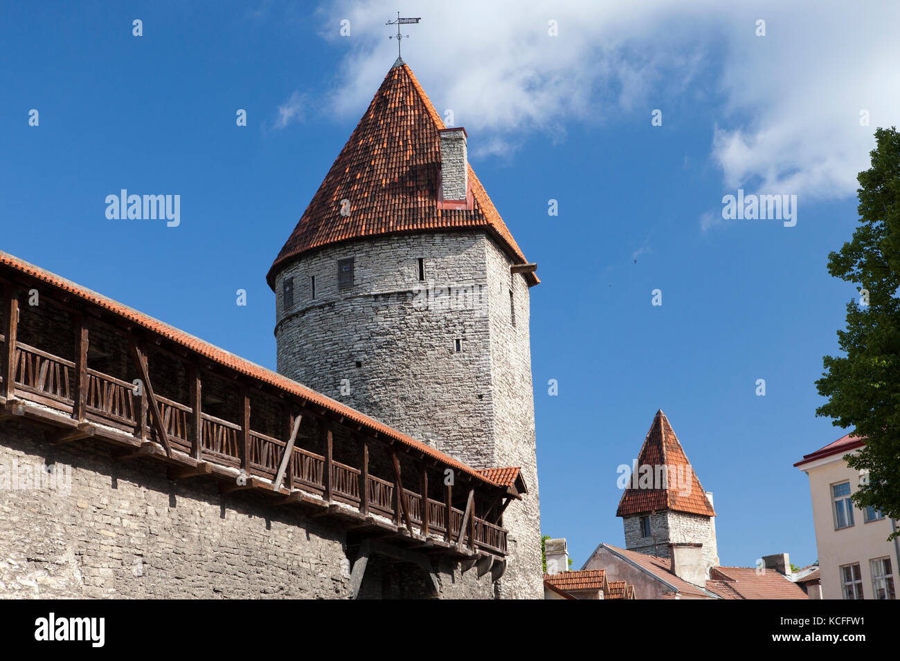 Medieval towers - part of the city wall. Tallinn, Estonia Stock Photo ...