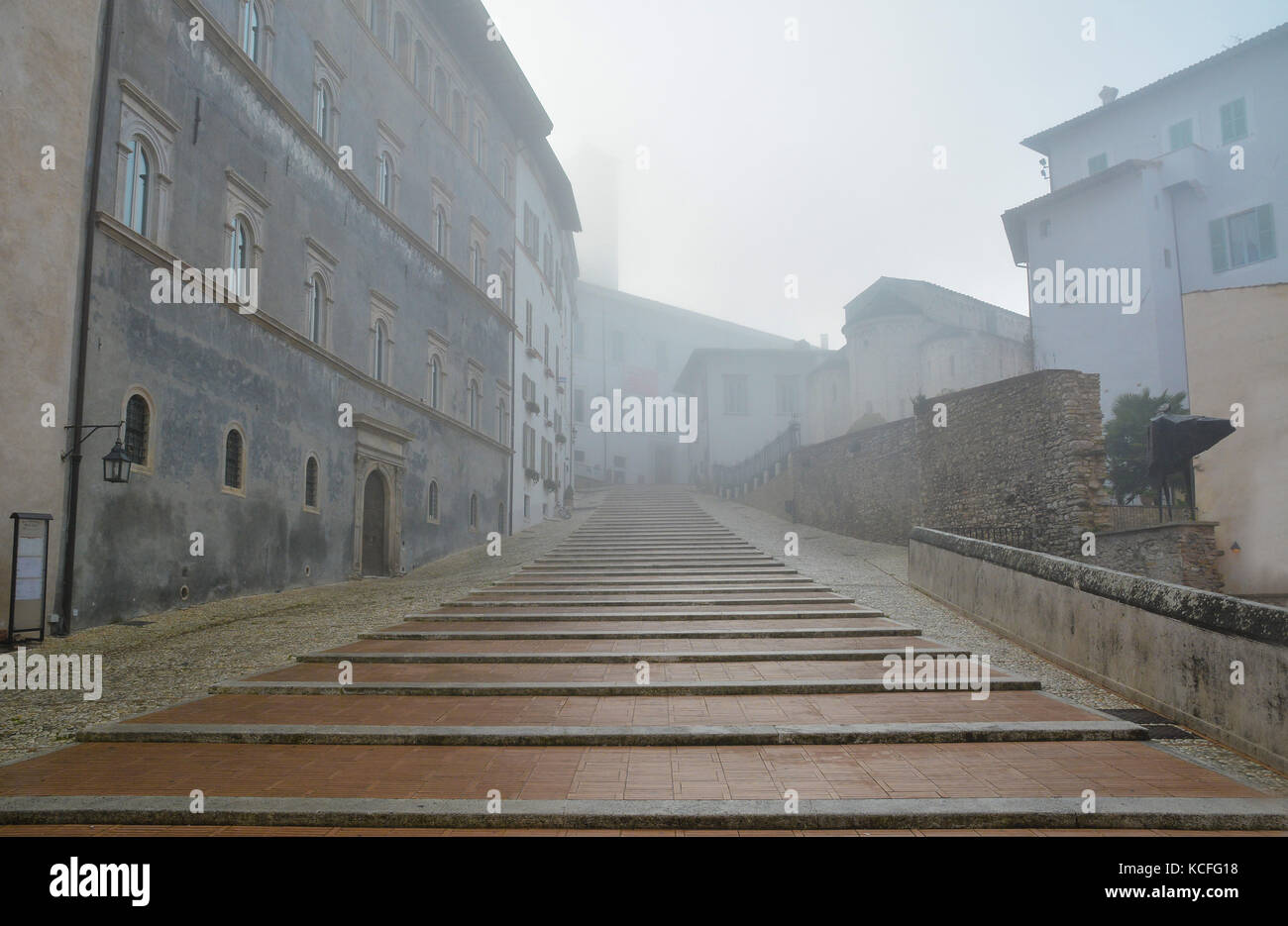 Spoleto (Italy) - A misty fall day in the charming medieval village in ...