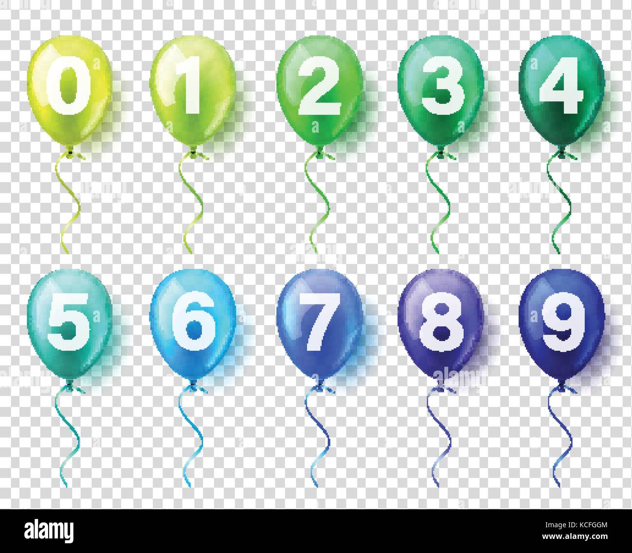 Isolated Realistic Colorful Glossy Flying Air Balloons set with numbers ...