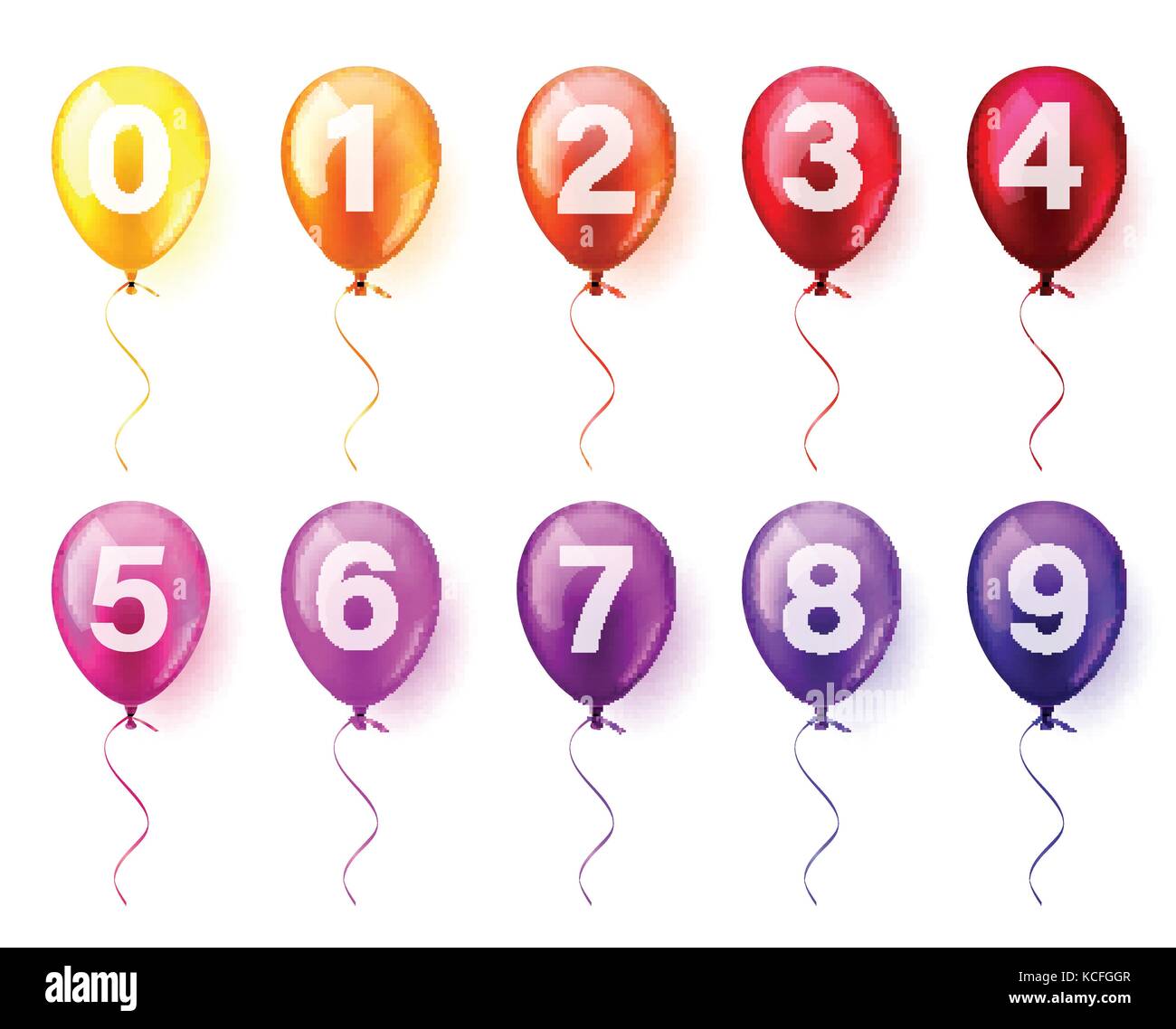 Isolated Realistic Colorful Glossy Flying Air Balloons set with numbers ...
