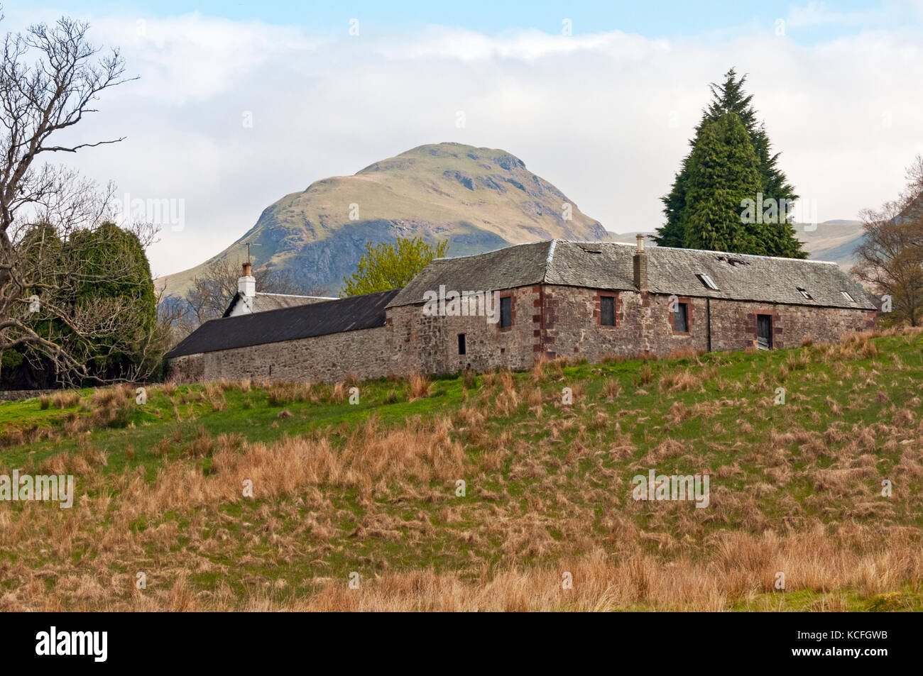 Peak and building along the West Highland Way, Scotland Stock Photo - Alamy