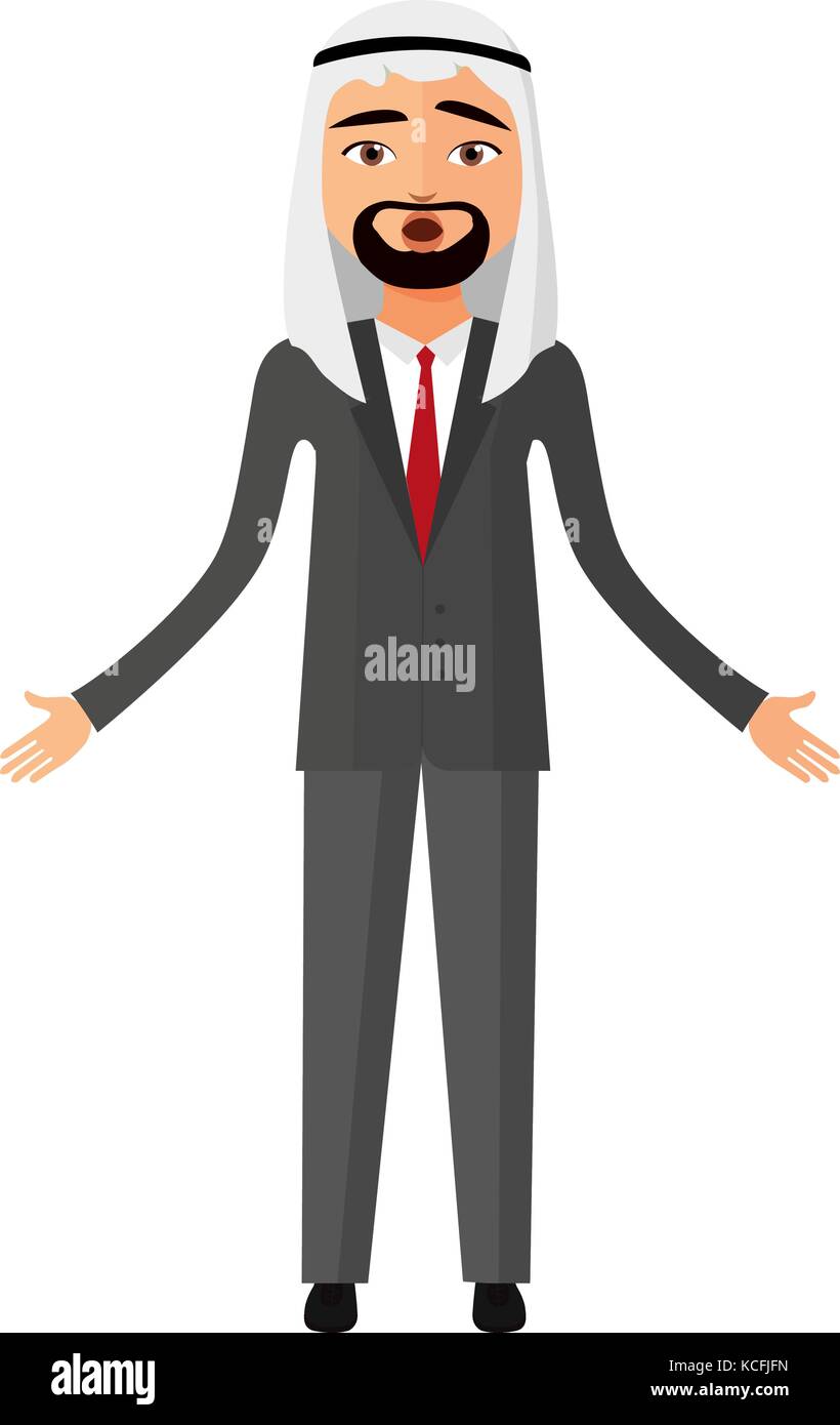 Shocked arab muslim flat cartoon businessman. Surprised saudi man Stock ...