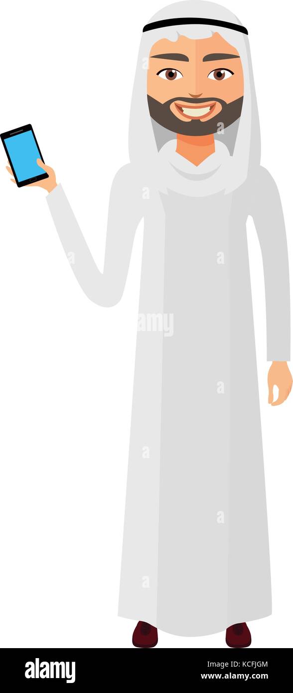 Young arab business man talking the phone flat cartoon vector ...