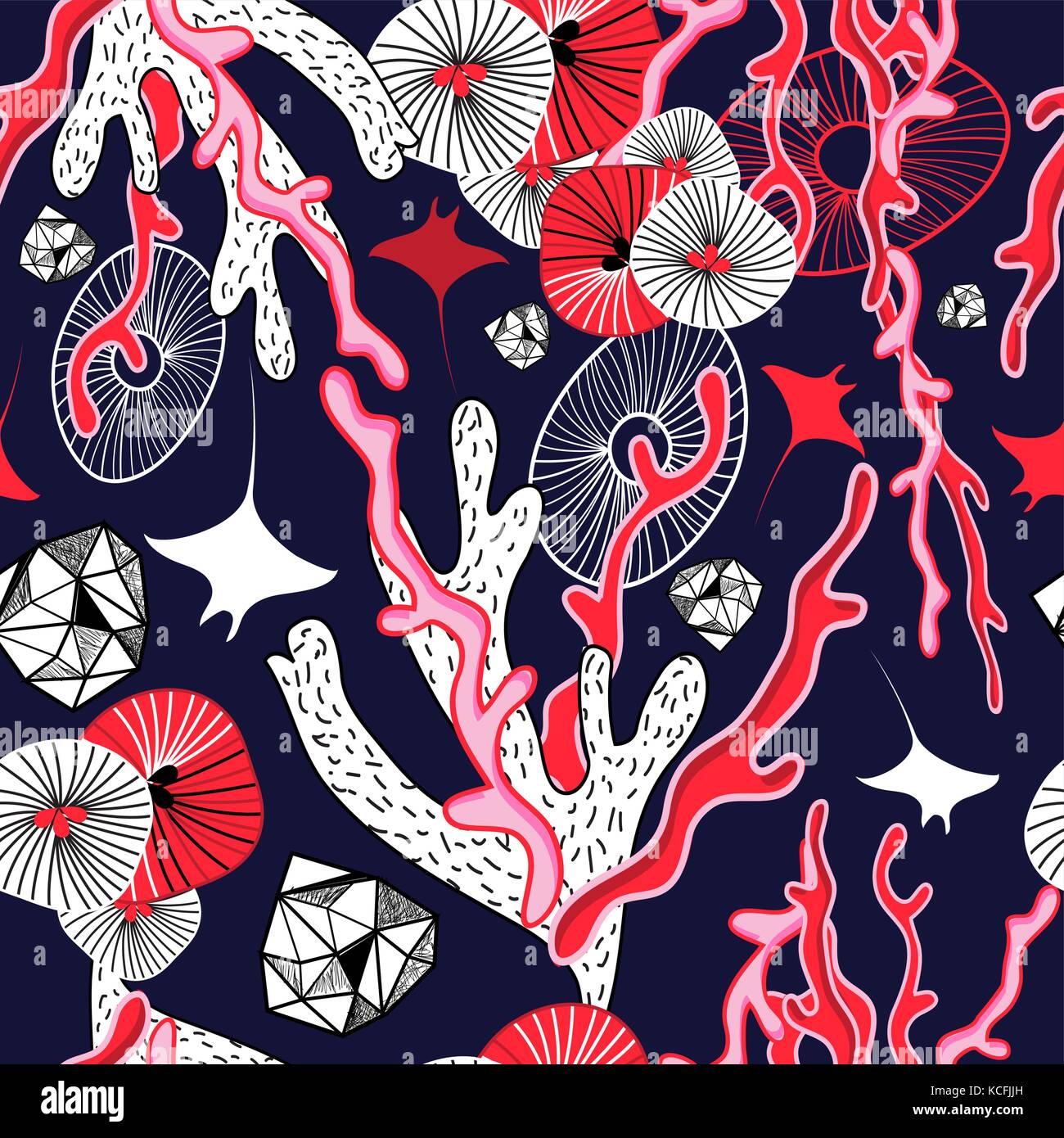 Abstract marine pattern design coral and rays Stock Vector Image & Art ...