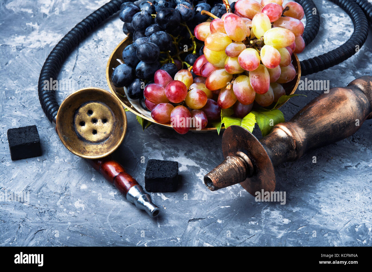 smoked shisha with tobacco with taste of grapes Stock Photo - Alamy