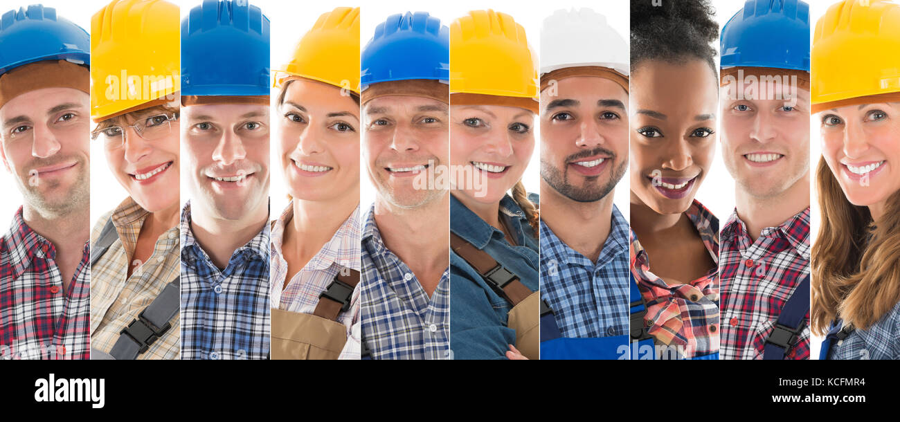 Set Of Happy Male And Female Construction Workers Stock Photo - Alamy