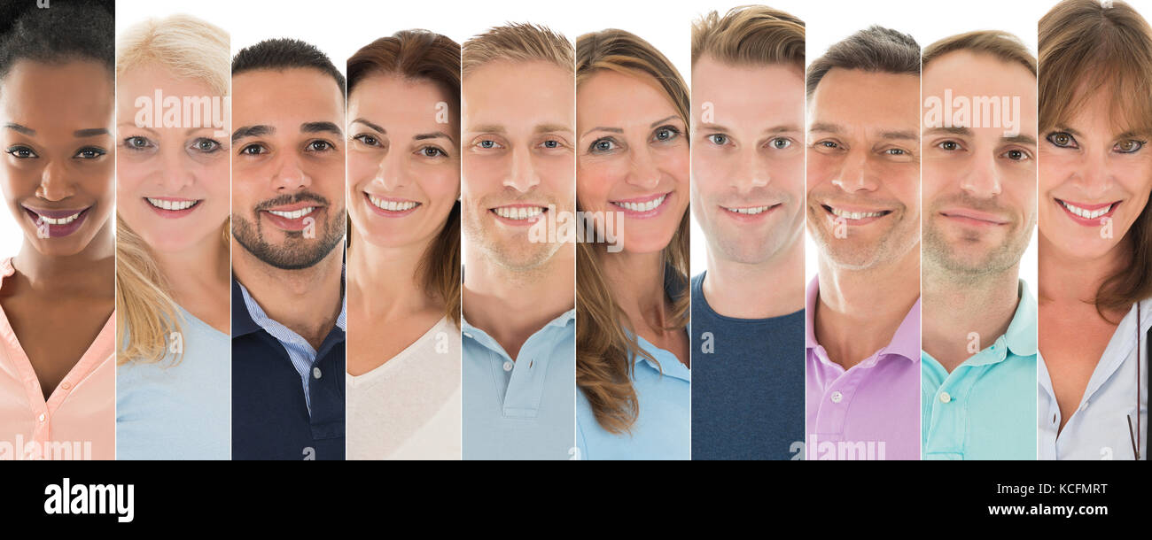 Set Of Happy Male And Female People In Casuals Stock Photo - Alamy