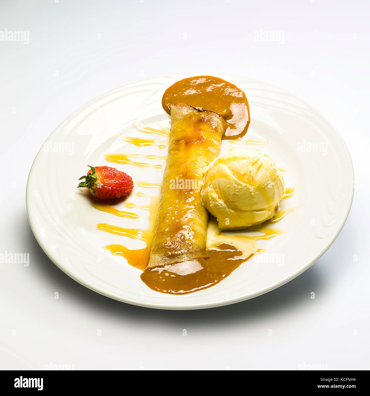 Sweet dessert, ice cream, pancake, isolated, white background Stock ...