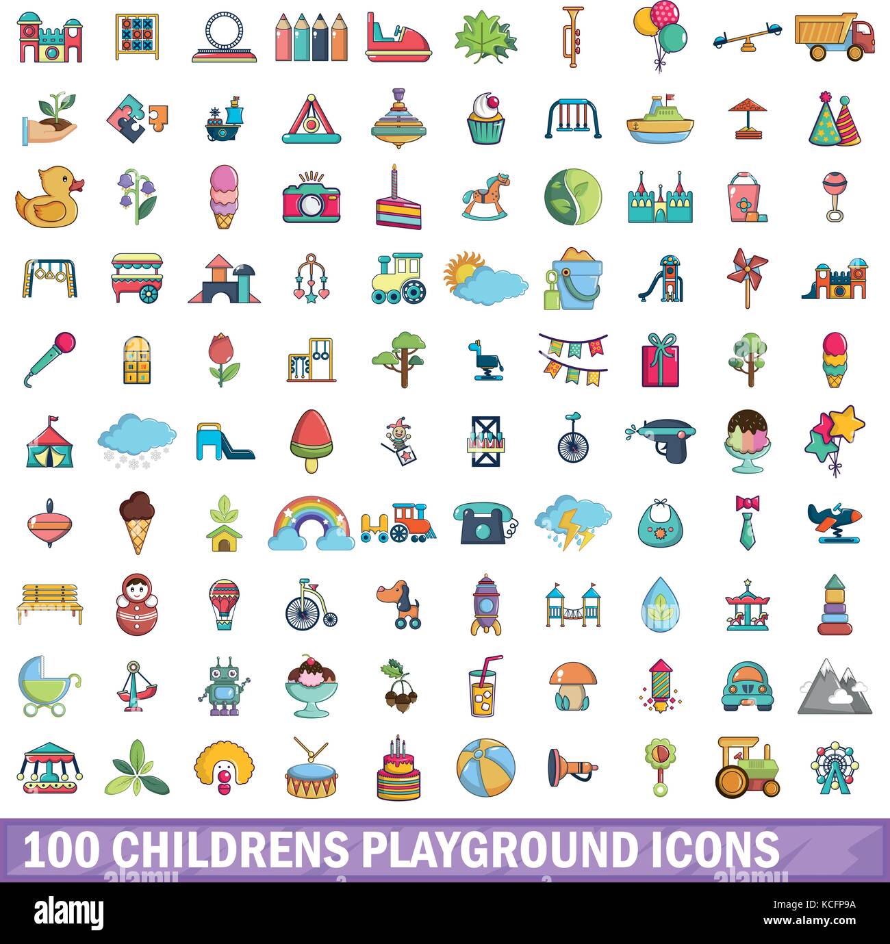 100 childrens playground icons set, cartoon style Stock Vector Image & Art - Alamy
