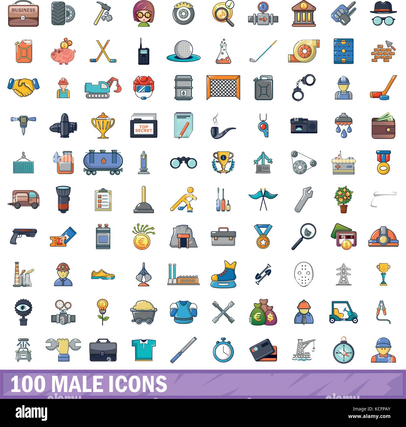 100 male icons set, cartoon style Stock Vector Image & Art - Alamy