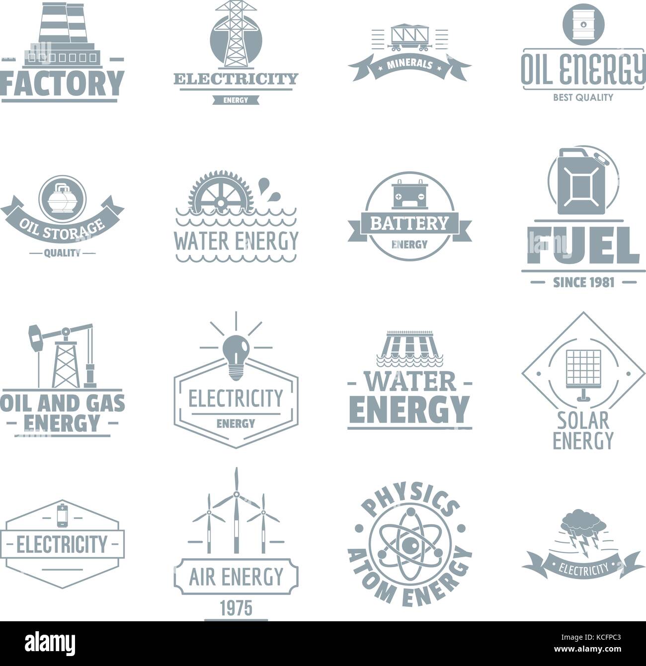 Energy sources logo icons set, simple style Stock Vector Image & Art ...