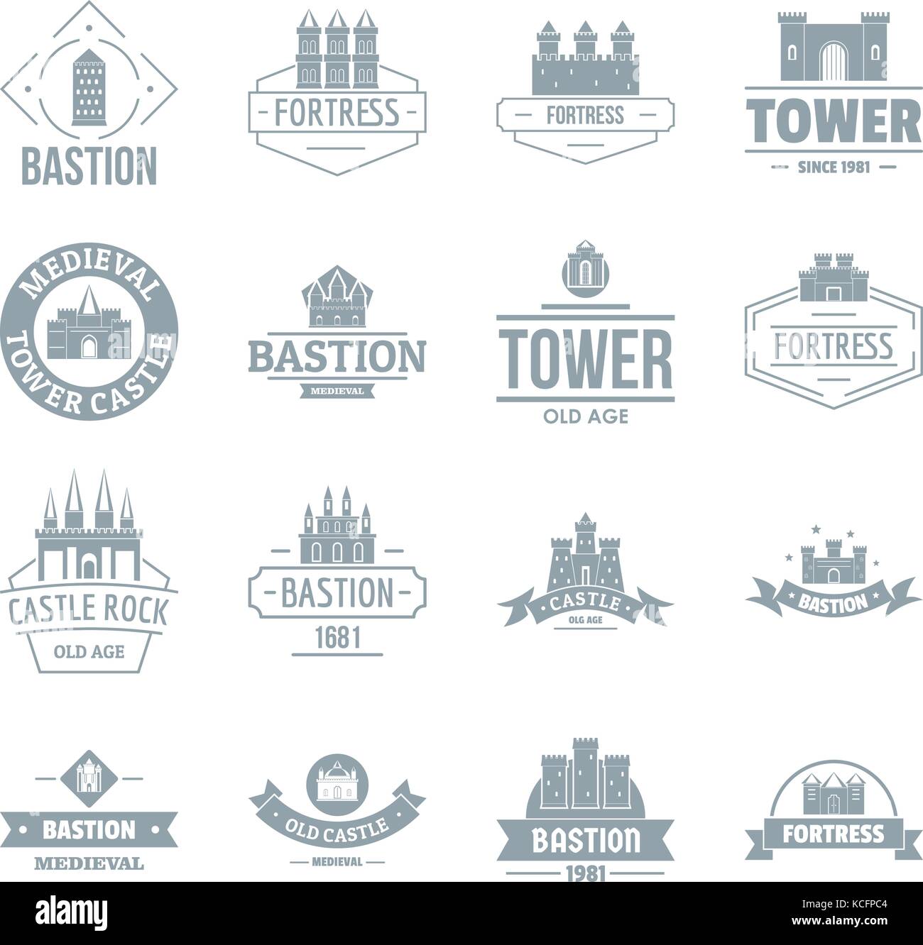Towers castles logo icons set, simple style Stock Vector Image & Art ...