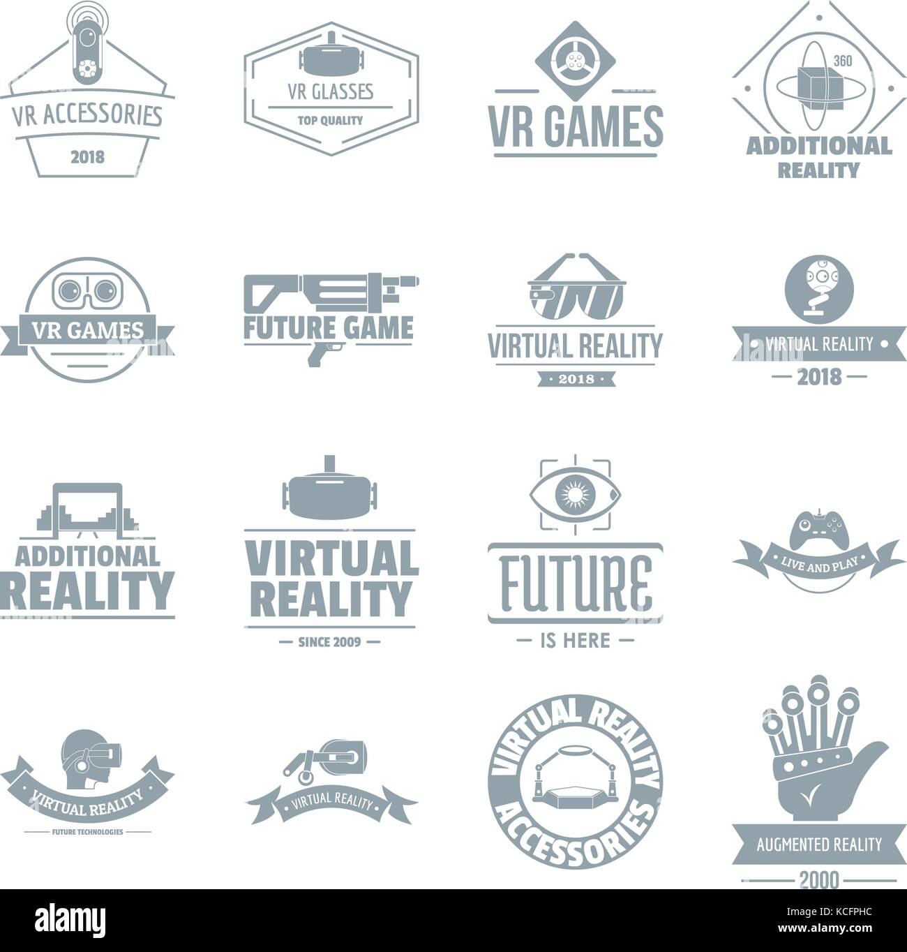 Virtual reality logo icons set, simple style Stock Vector Image & Art ...