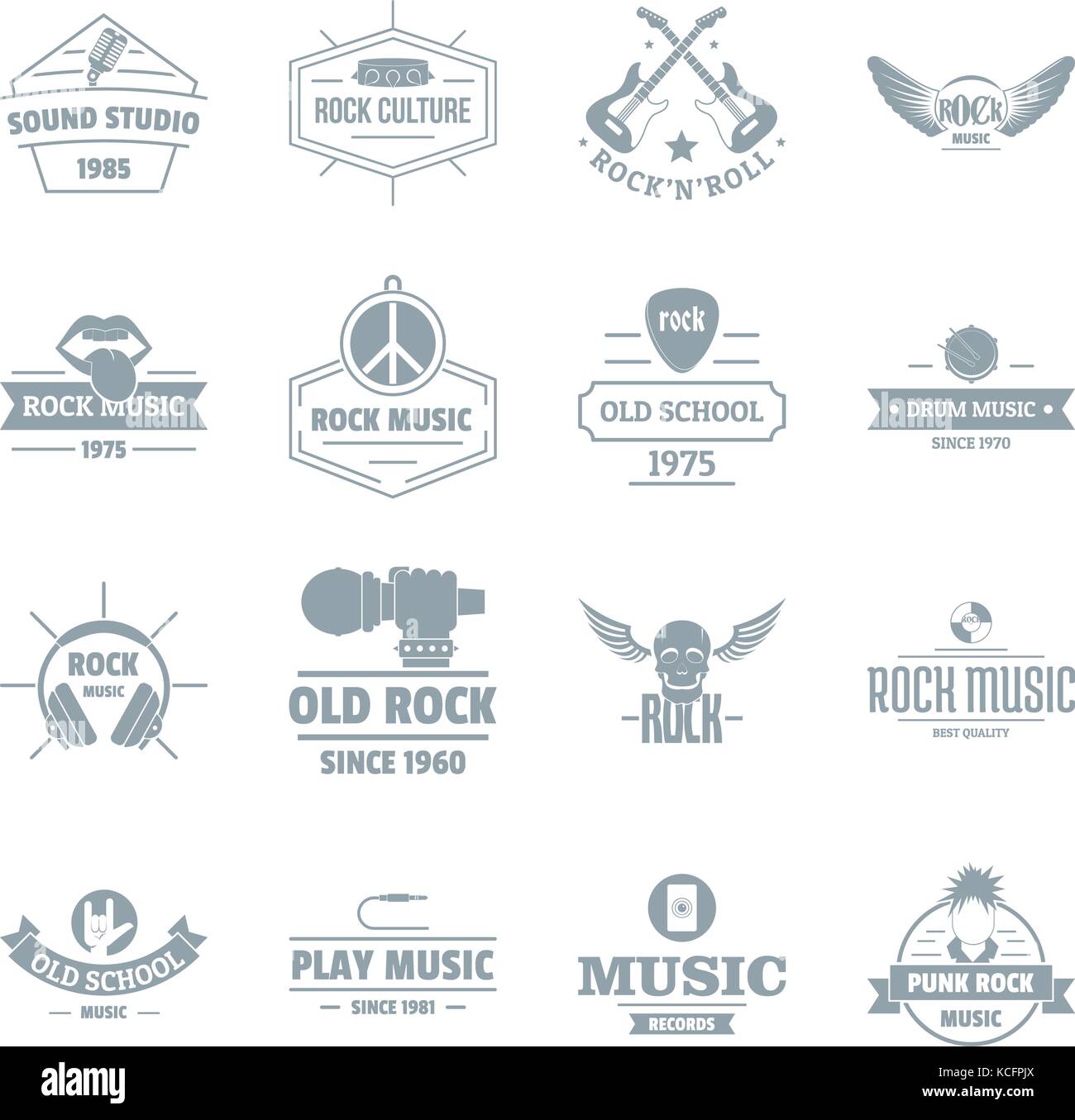 Rock music logo icons set, simple style Stock Vector Image & Art - Alamy