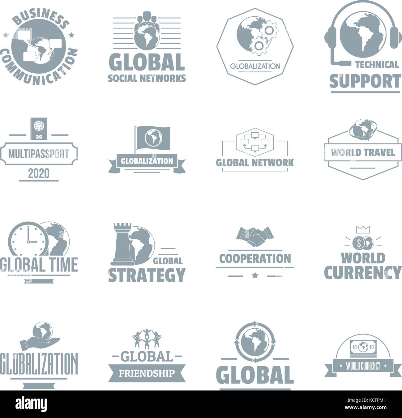 Global business logo icons set, simple style Stock Vector Image & Art ...