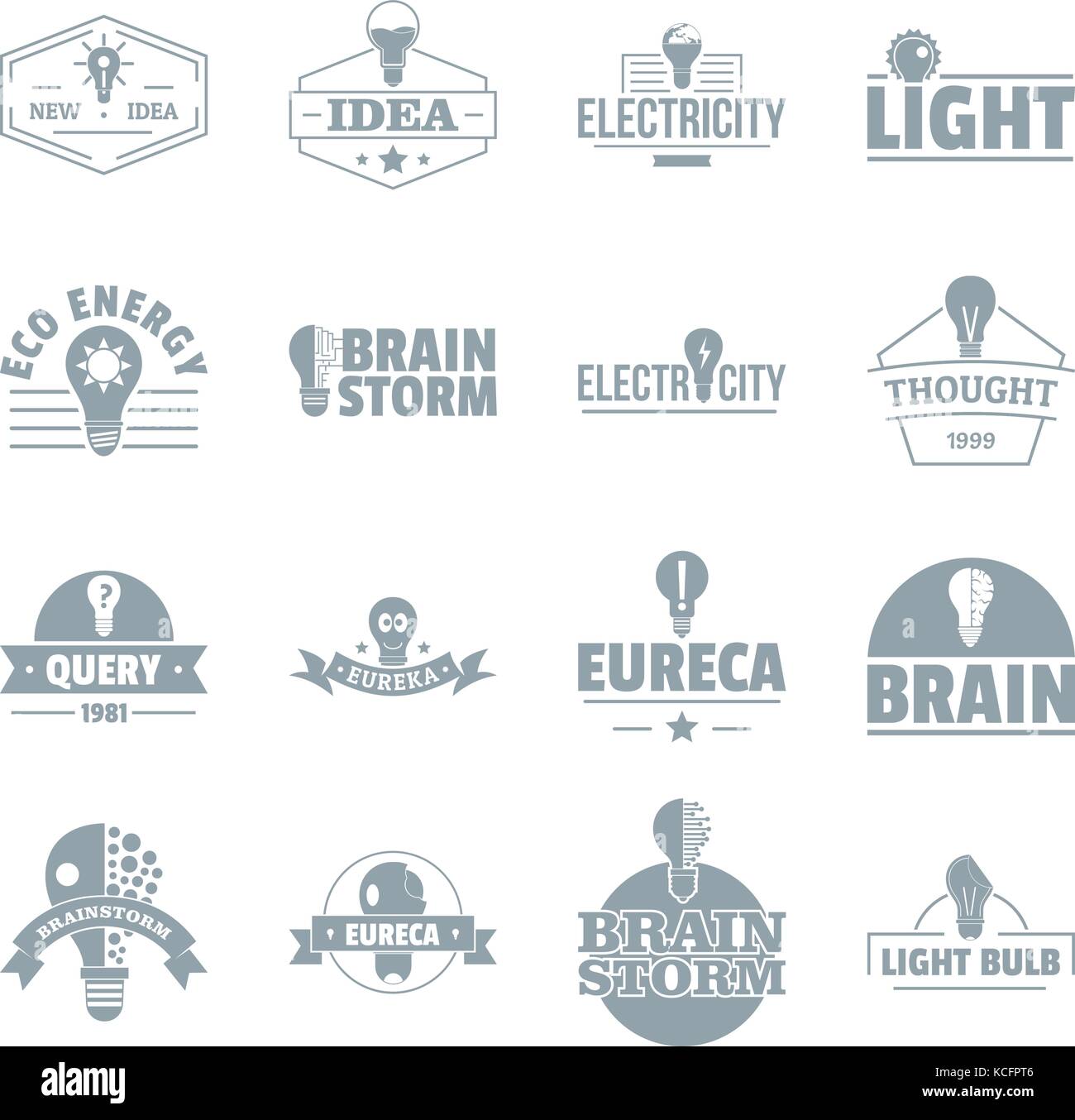 Lamp logo icons set, simple style Stock Vector Art & Illustration ...