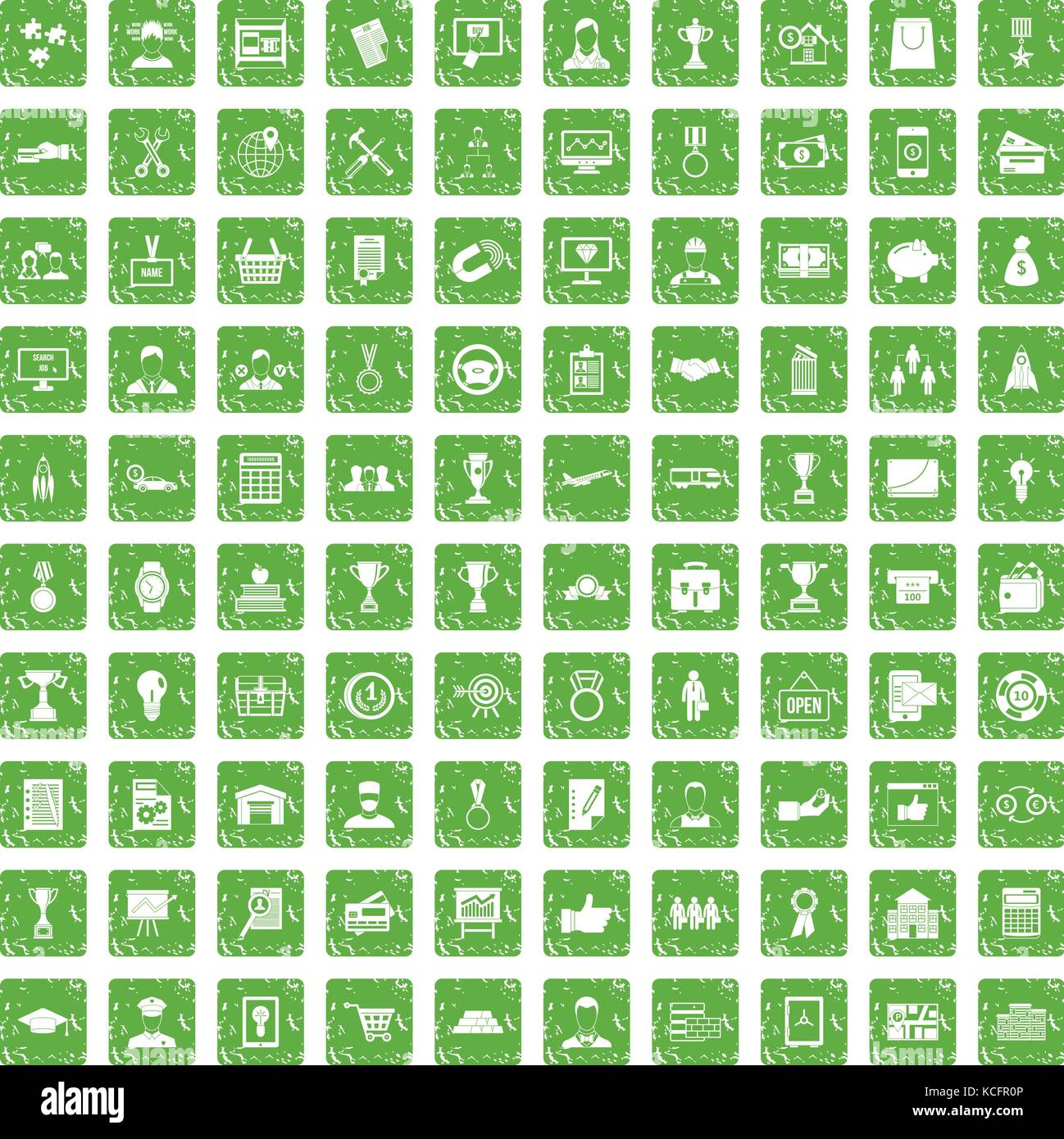 100 business career icons set grunge green Stock Vector Image & Art - Alamy