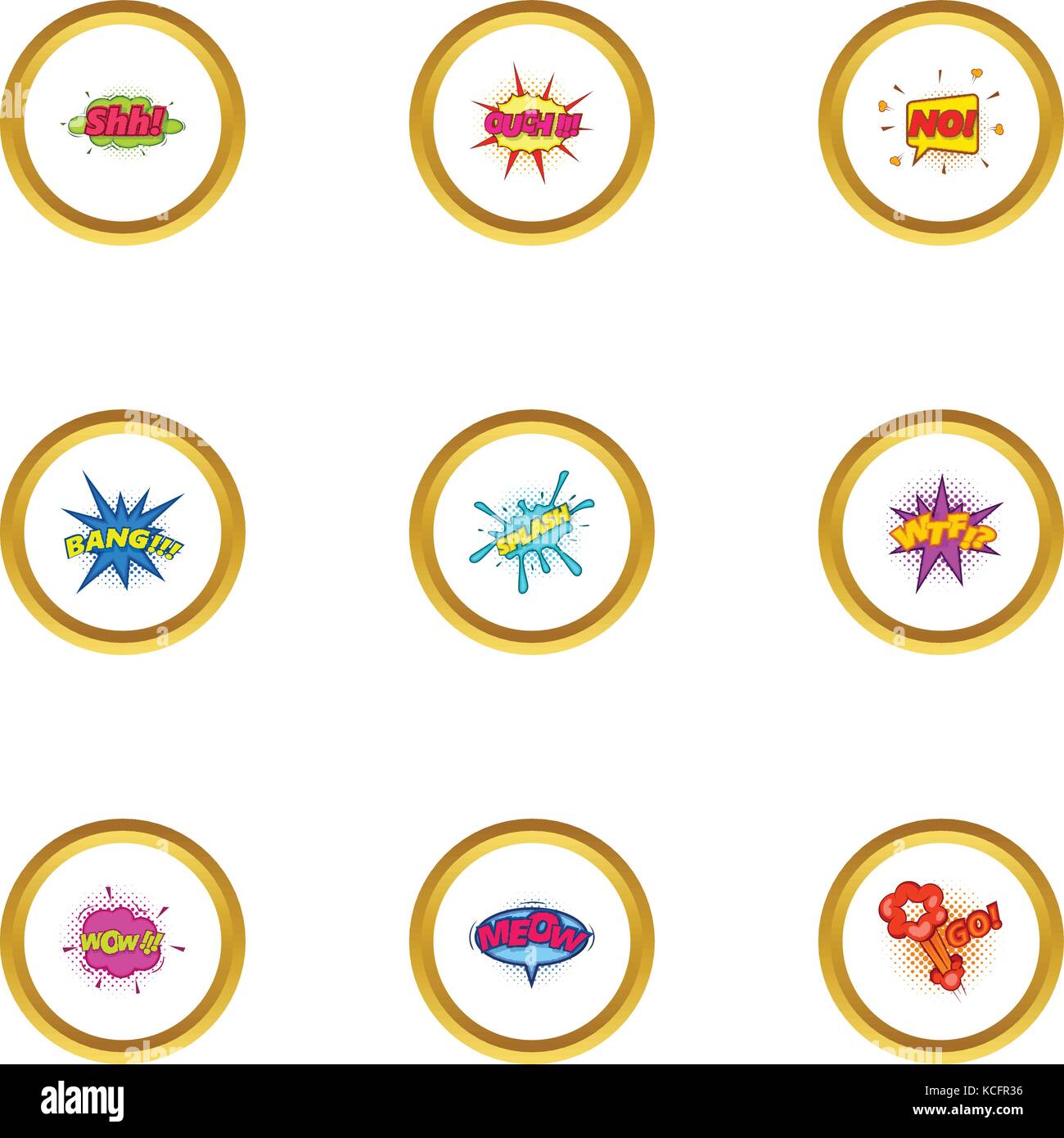 Explosive stickers icons set, cartoon style Stock Vector Image & Art ...