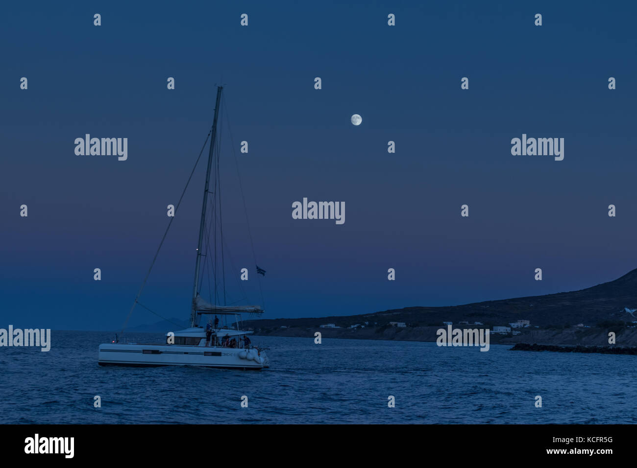 Catamaran to sail at night Stock Photo - Alamy