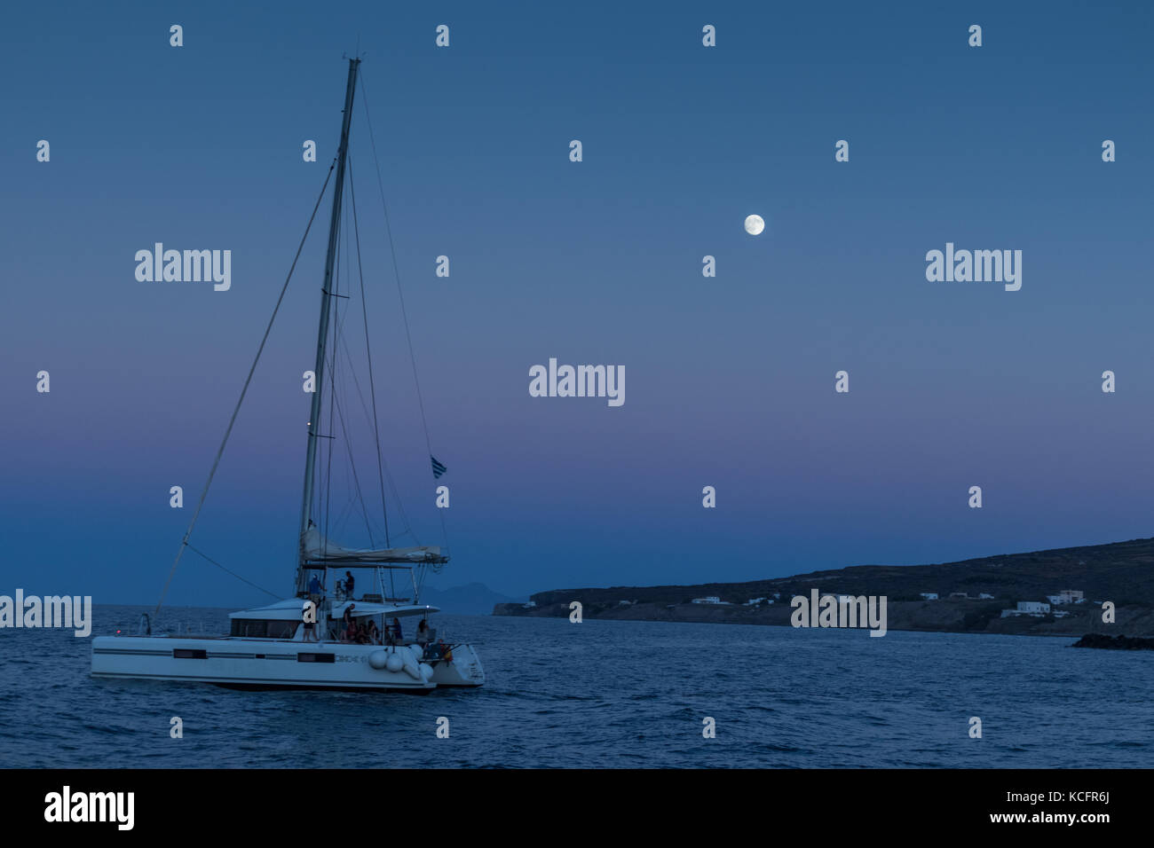 Catamaran to sail at night Stock Photo - Alamy