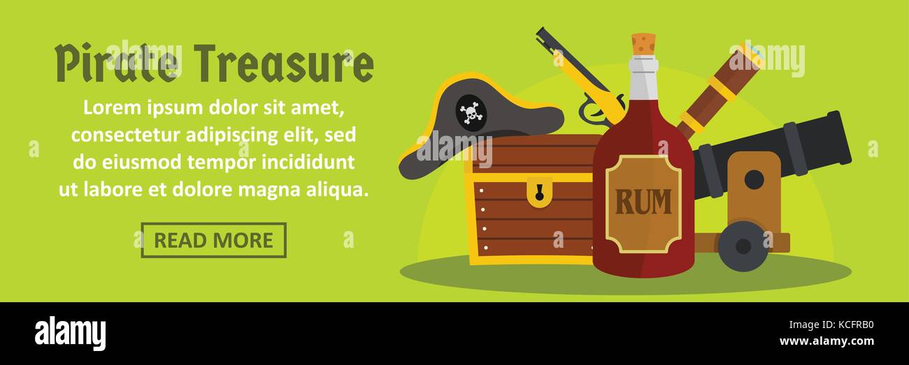 Pirate treasure banner horizontal concept Stock Vector Image & Art - Alamy