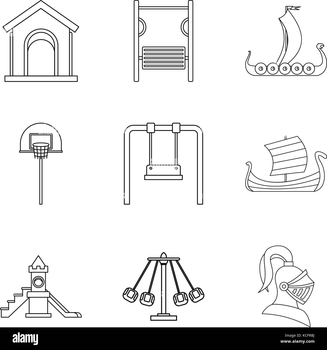 Staged performance icons set, outline style Stock Vector Image & Art ...