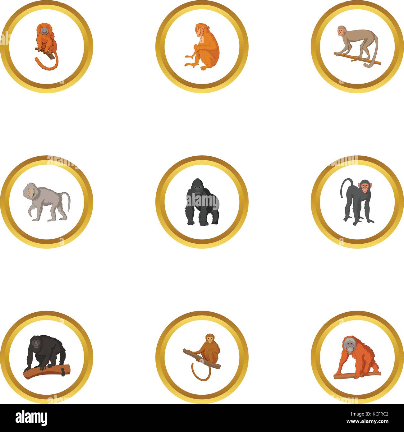Ape icons set, cartoon style Stock Vector Image & Art - Alamy