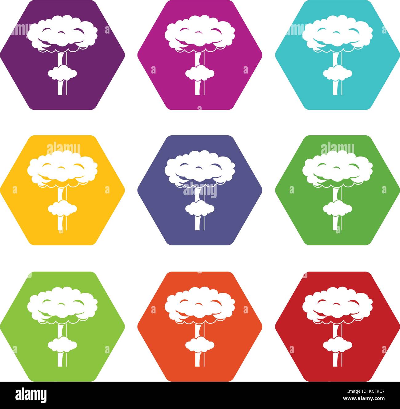 Nuclear explosion icon set color hexahedron Stock Vector Image & Art ...