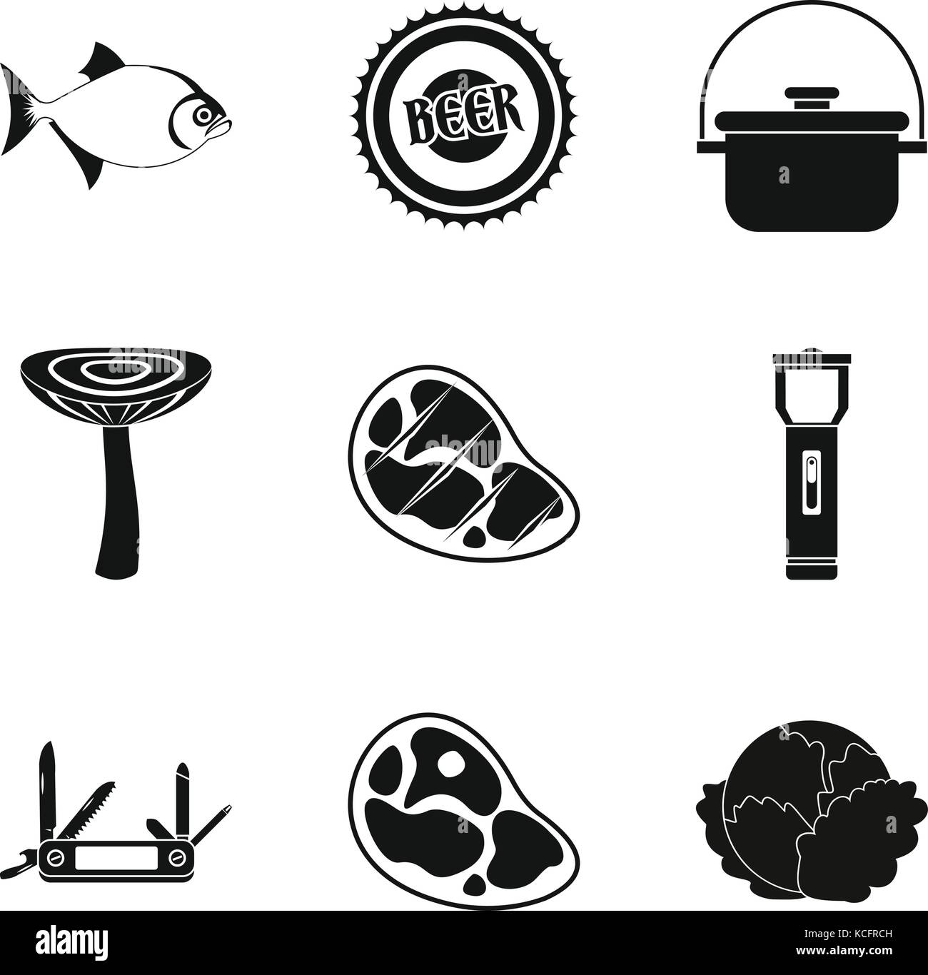 Seasoning for meat icons set, simple style Stock Vector Image & Art - Alamy