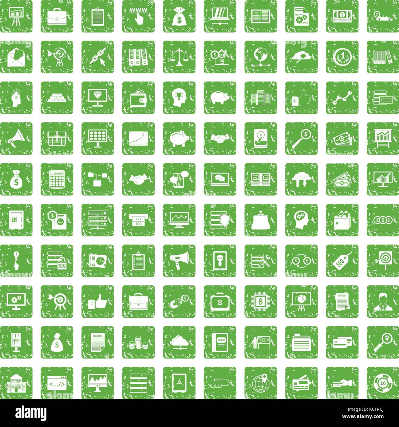 100 business process icons set grunge green Stock Vector Image & Art ...
