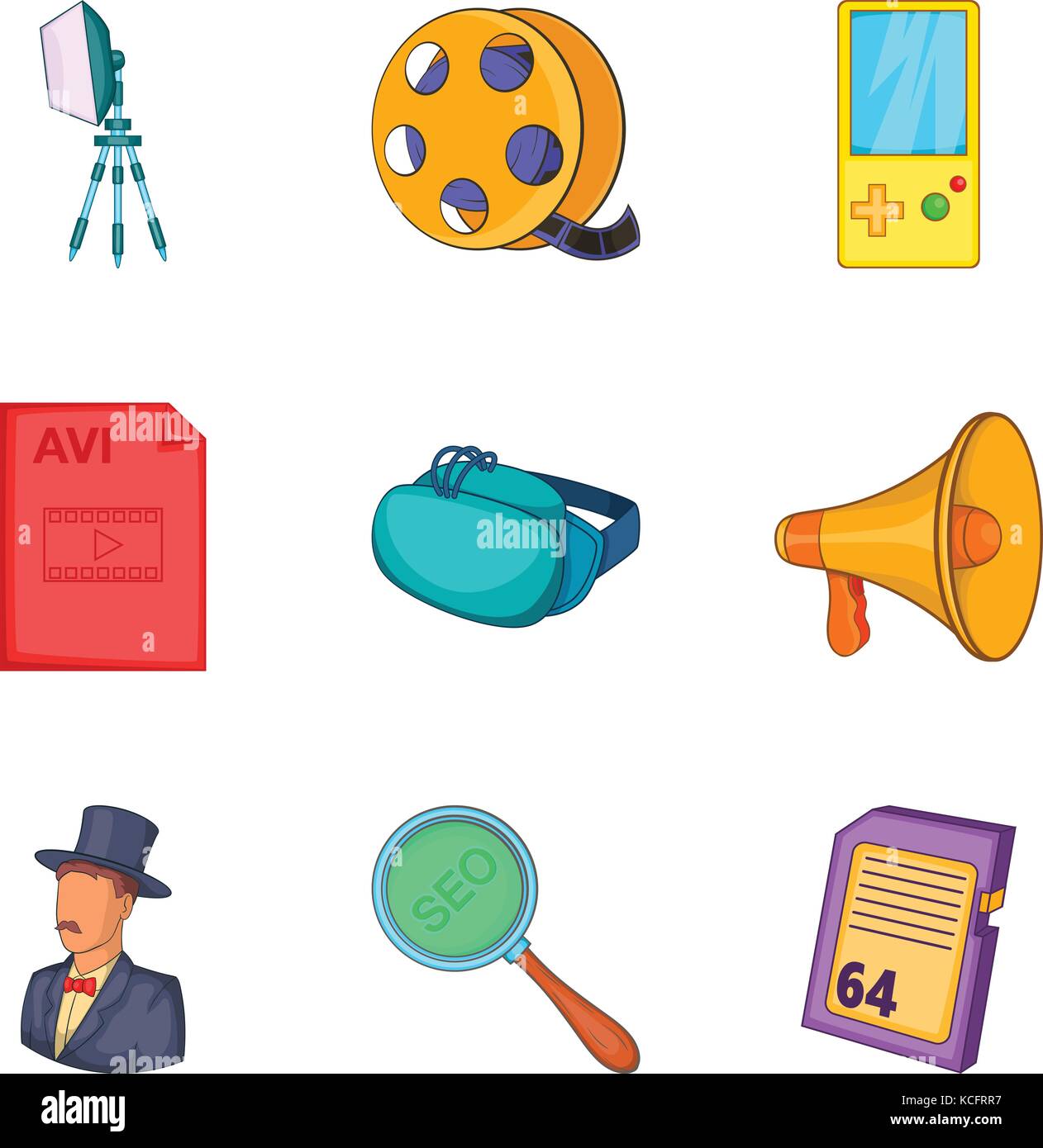 Video icons set, cartoon style Stock Vector Image & Art - Alamy