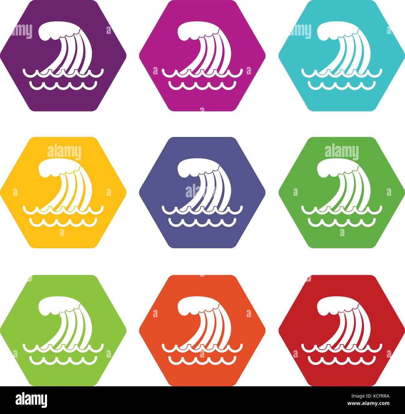 Tsunami wave icon set color hexahedron Stock Vector Image & Art - Alamy